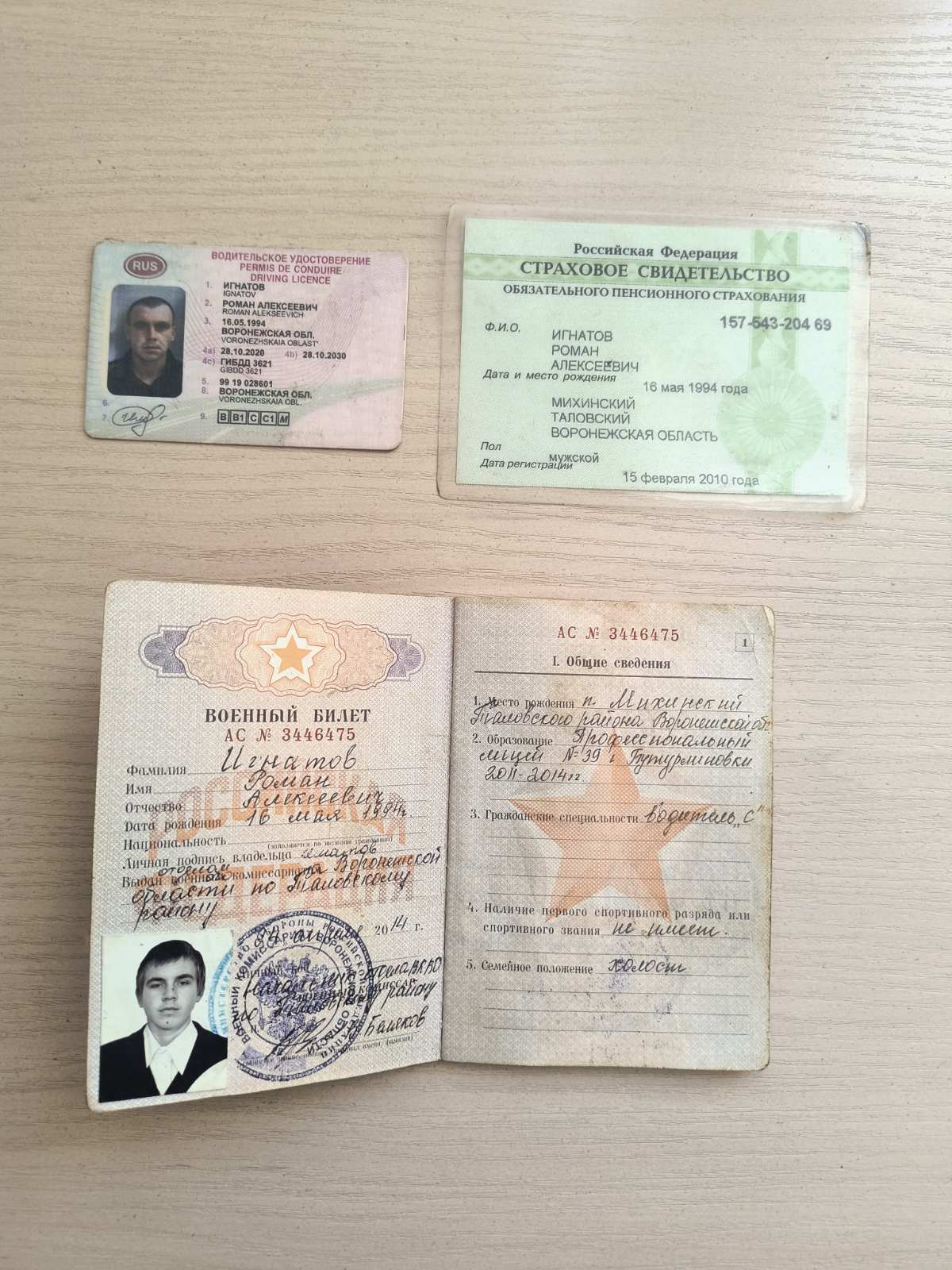 Trophy russian set of documents (Military ID passport, Driver’s license ...