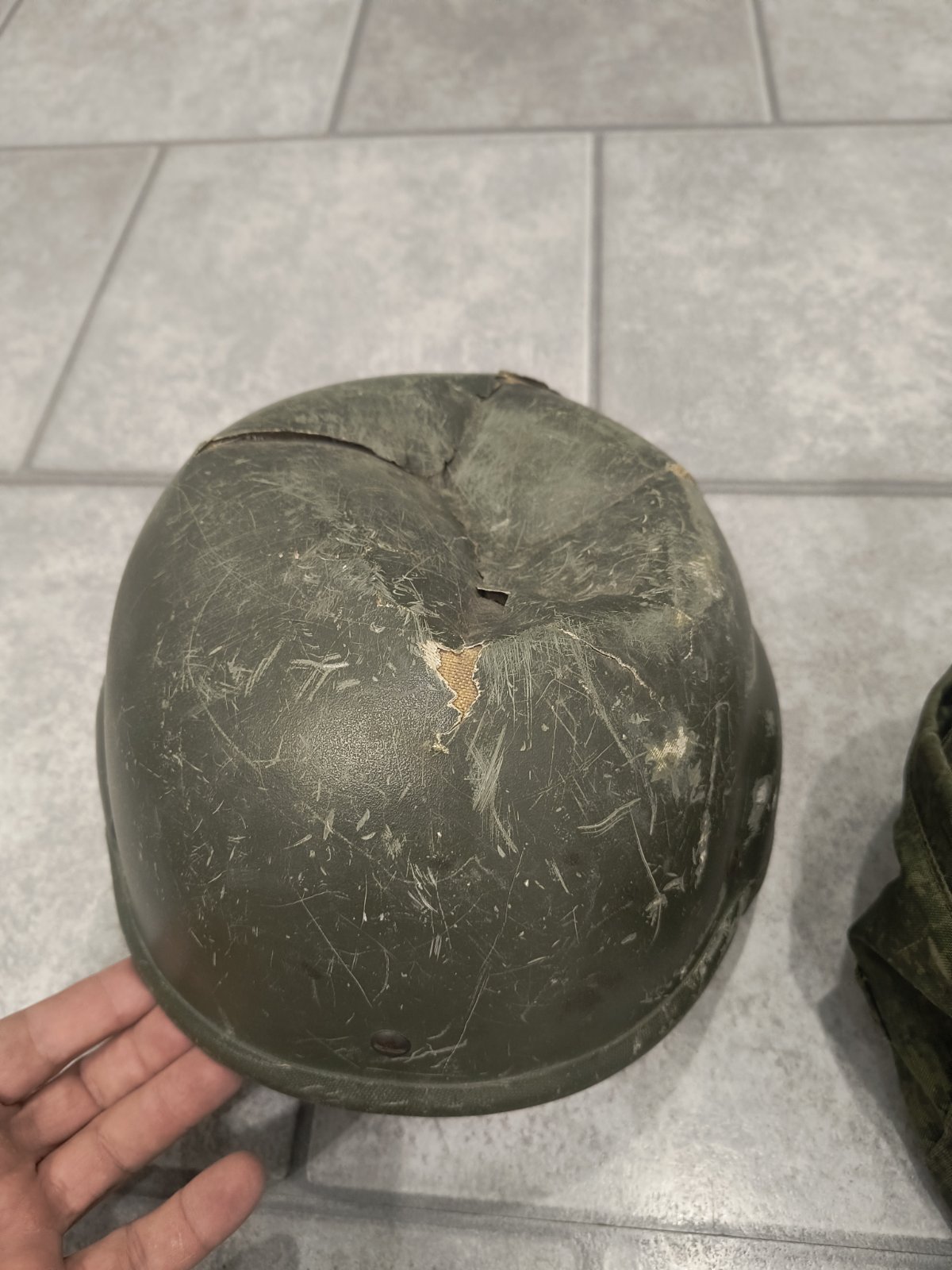 Trophy russian army 6B7-1M damaged helmet with cover and callsign ...