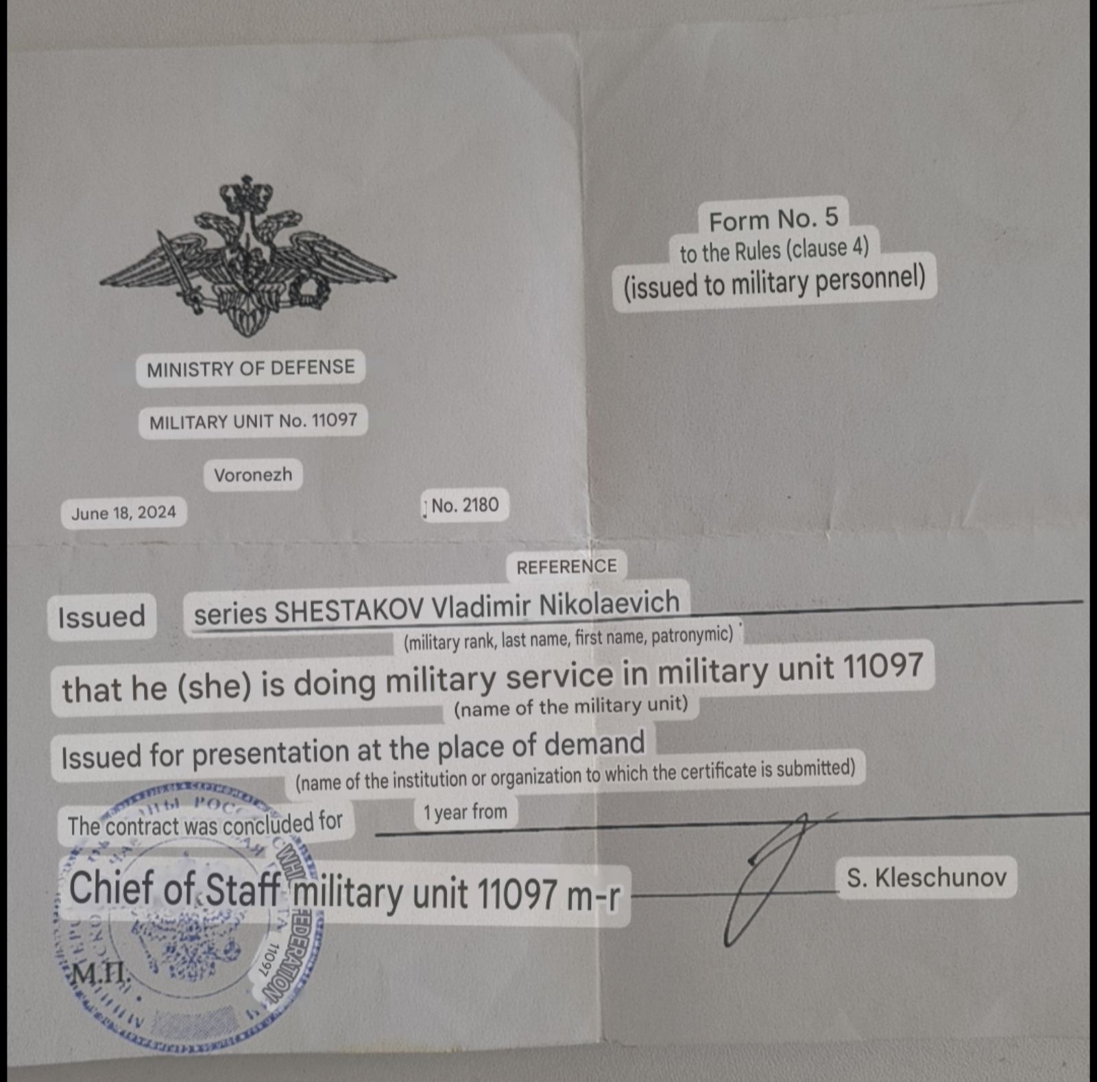 Trophy russian Military ID passport and certificate of KIA EX-Marine ...